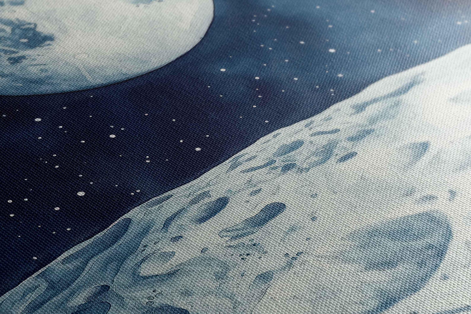 Lunar Surface Watercolor Painting, Wall Art Canvas Print, Tranquil ...