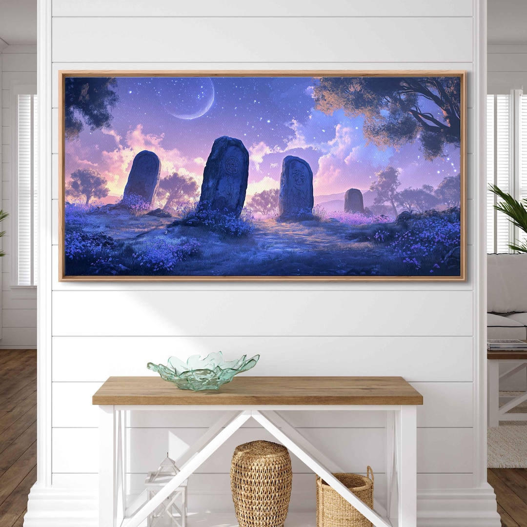 Ancient Rune Stones, Wall Art Canvas Print, Mystical Landscape ...