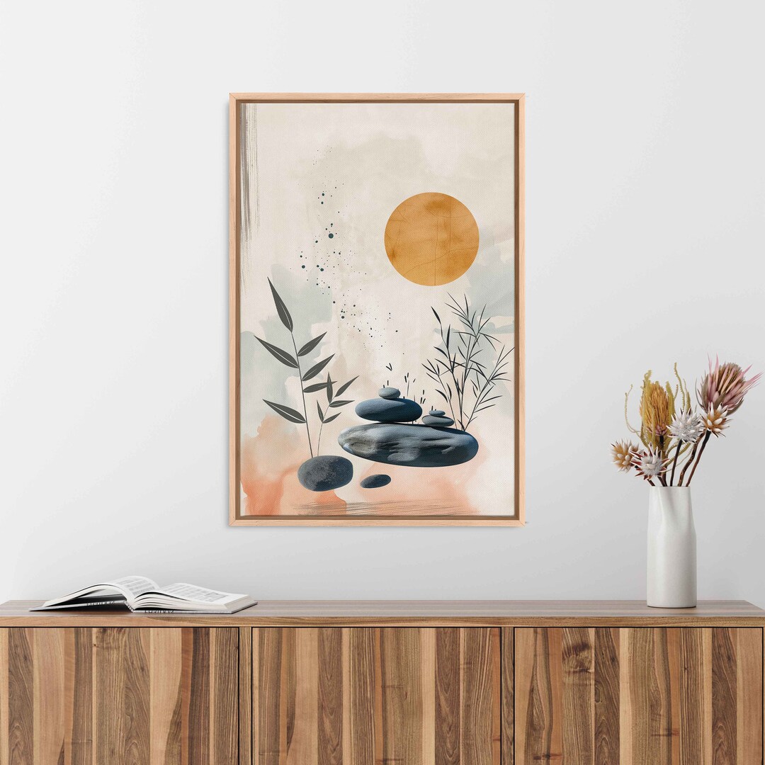 Abstract Plant Painting, Zen Garden, Sunlit Landscape, Vibrant Color ...