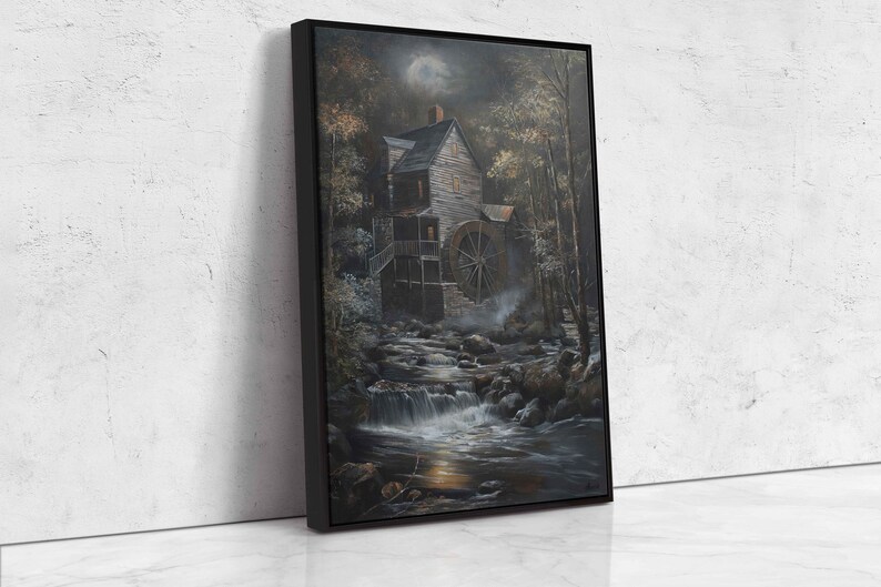 Spooky Old Haunted Mill With Waterwheel Wall Art Canvas Print, Flowing ...