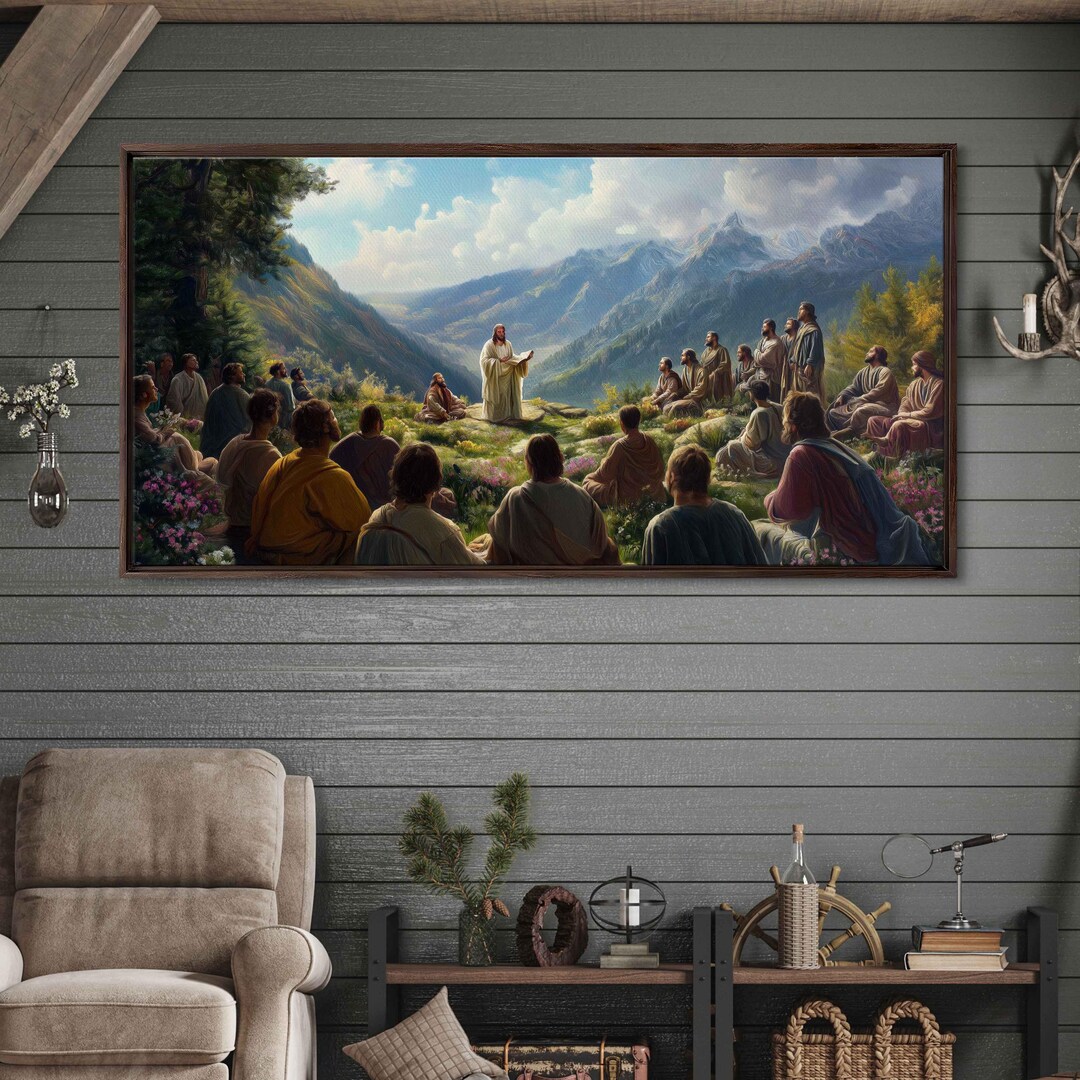 Jesus Christ Sermon on the Mount, Wall Art Canvas Print, Nature ...