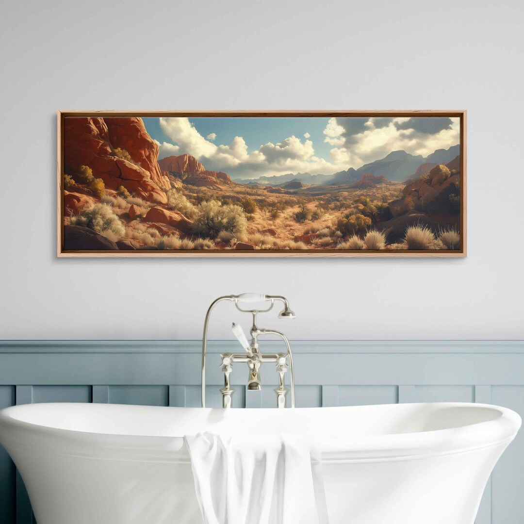 Southwestern Red Rock Canyon, Wall Art Canvas Print, Sagebrush, Warm ...