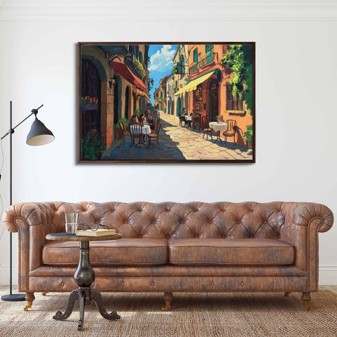 Charming Italian Alley, Wall Art Canvas Print, Cobblestone Paths, Cafes ...