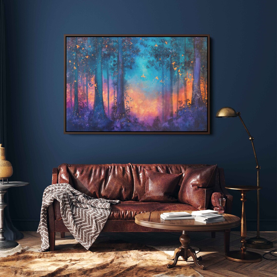 Forest Fire Painting, Ember Trees, Framed Canvas Print, Ready to Hang ...