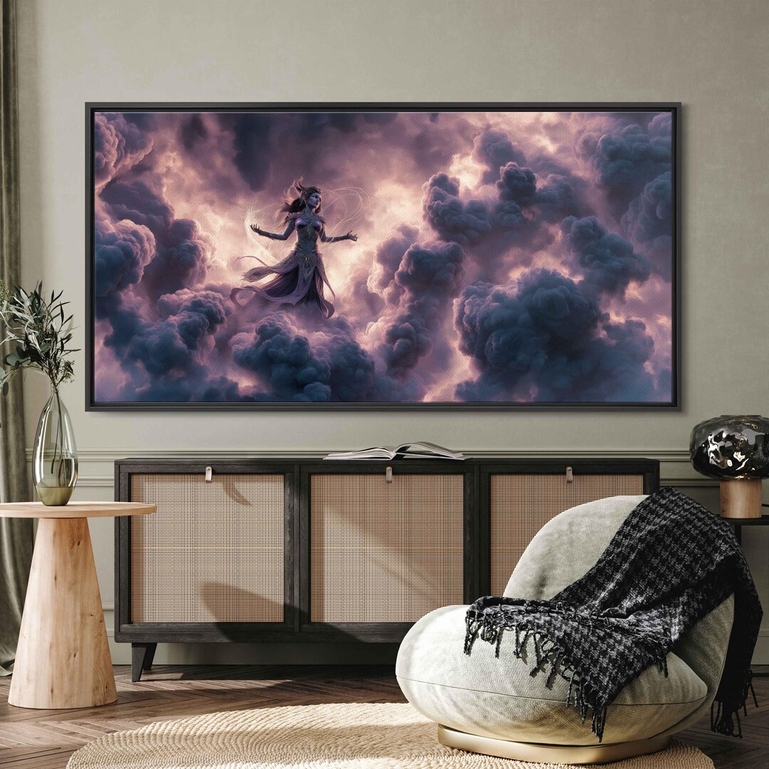 Sorceress Casting Spells, Wall Art Canvas Print, Dramatic Clouds ...