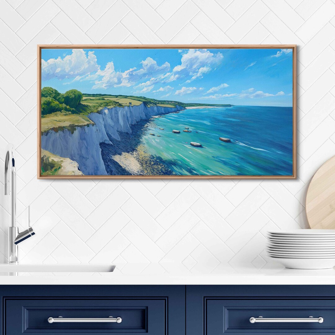 White Cliffs of Dover, Wall Art Canvas Print, Scenic Coastal Acrylic ...