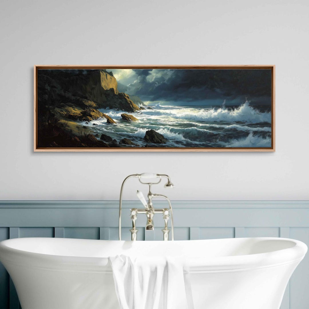Dramatic Cliffside Overlooking Stormy Ocean, Wall Art Canvas Print - Etsy