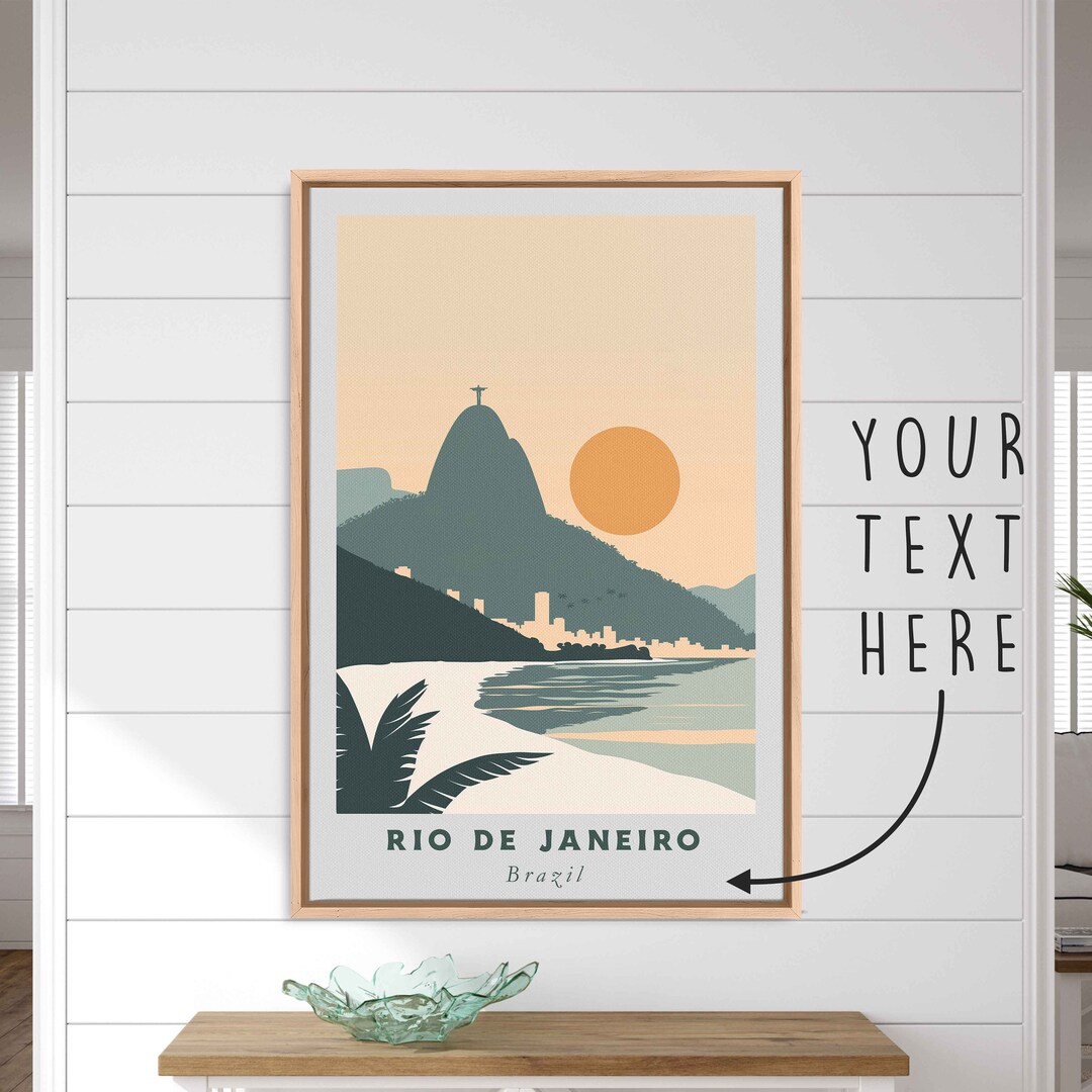 Rio De Janeiro Brazil Acrylic Painting Travel Art, Framed Canvas Wall ...