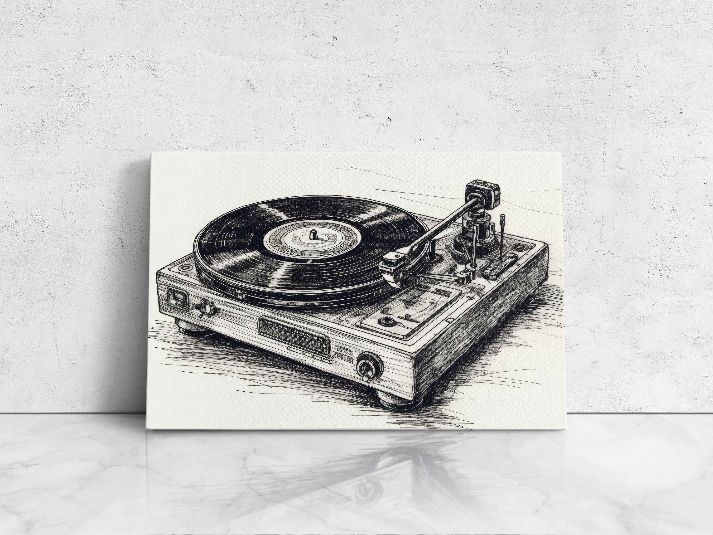 Vintage Record Player Art