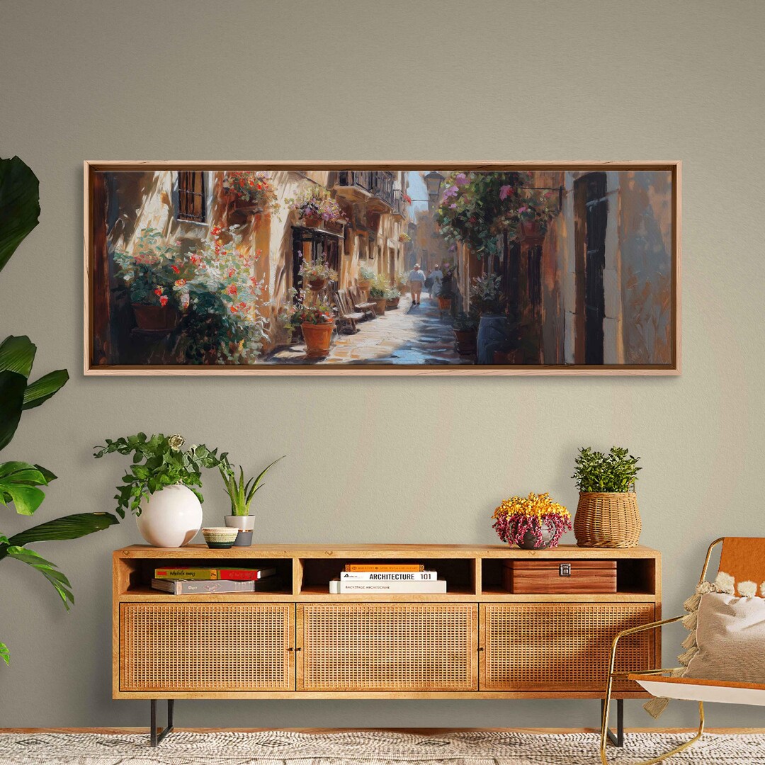 Italian Alley, Wall Art Canvas Print, Enchanting Oil Painting, Historic ...