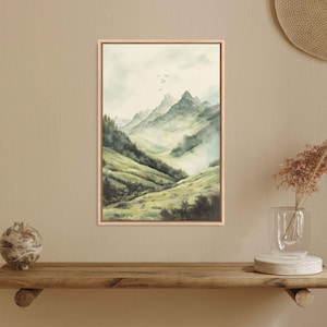 Andes Mountains Watercolor, Wall Art Canvas Print, Nature Landscape ...