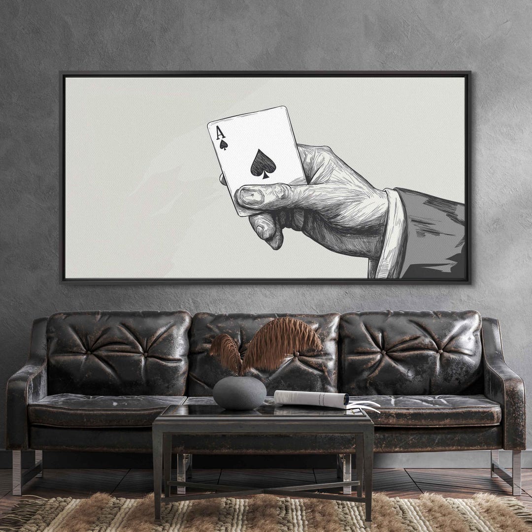 Ace of Spades in Hand Wall Art Canvas Print, Man Cave Decor, Gift for ...