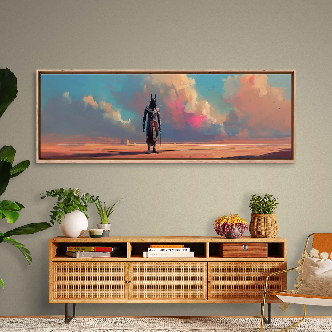 Anubis Standing in Egyptian Landscape Wall Art Canvas Print, Egyptian ...
