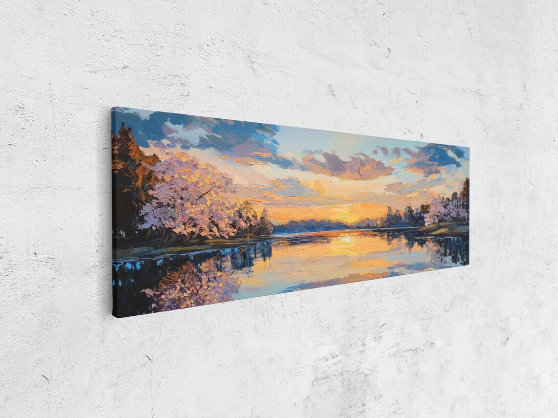 Breathtaking Spring Landscape, Wall Art Canvas Print, Fiery Sunset ...