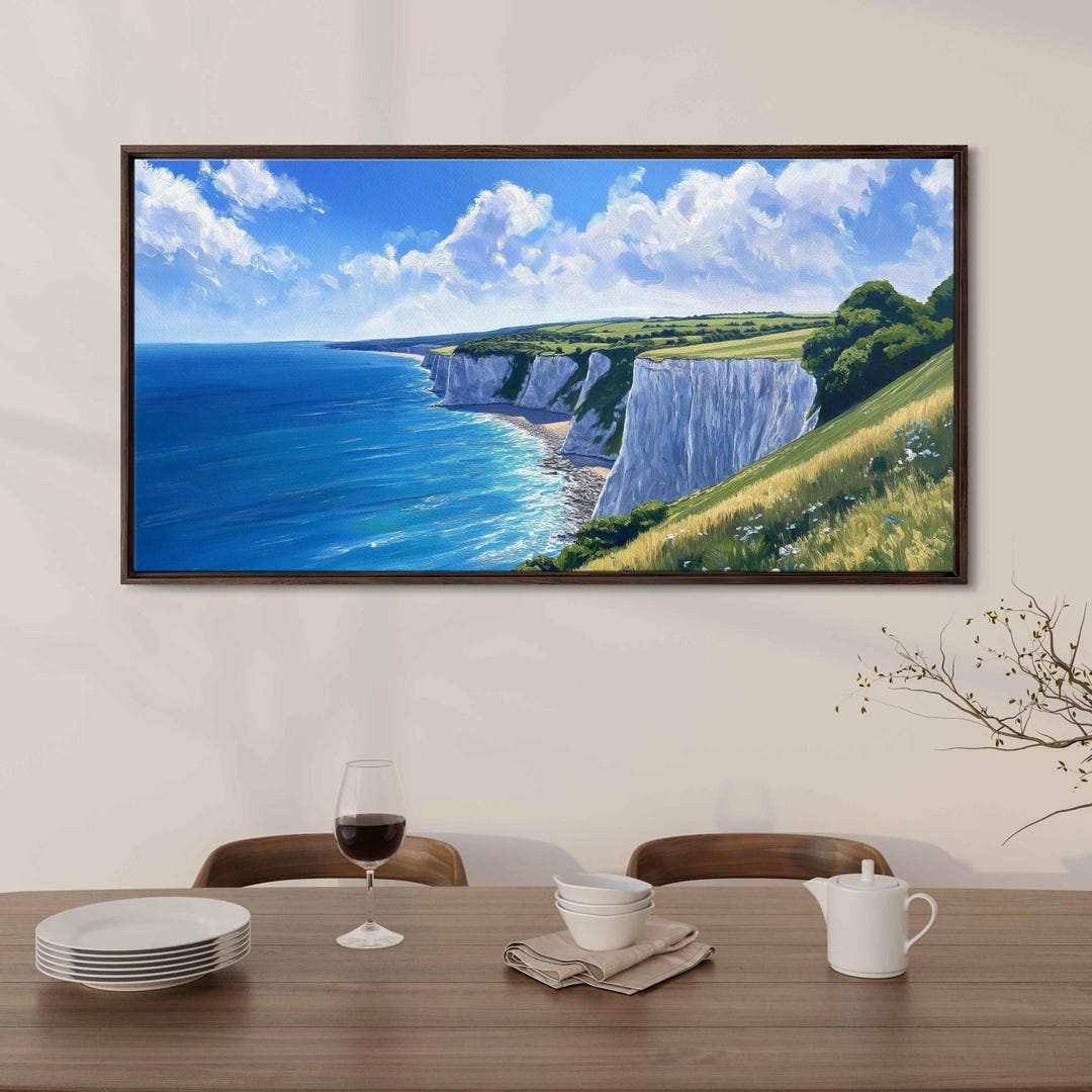 White Cliffs of Dover, Wall Art Canvas Print, Scenic Acrylic Painting ...