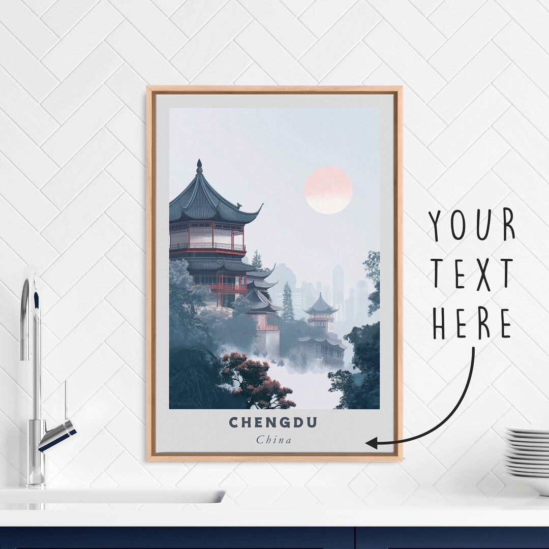 Chengdu China Acrylic Painting Travel Art, Framed Canvas Wall Art ...