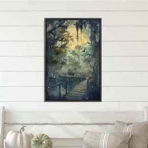 Creaky Old Wooden Bridge Spanning Over Misty Swamp Wall Art Canvas ...