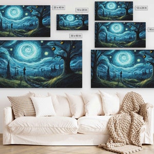 Spooky Halloween Starry Night Van Gogh Inspired Impressionist Wall Art ...