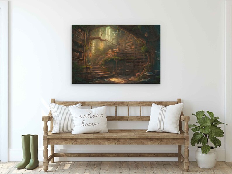 Magical Tree Library in Enchanted Forest. Secret Reading Nook - Etsy