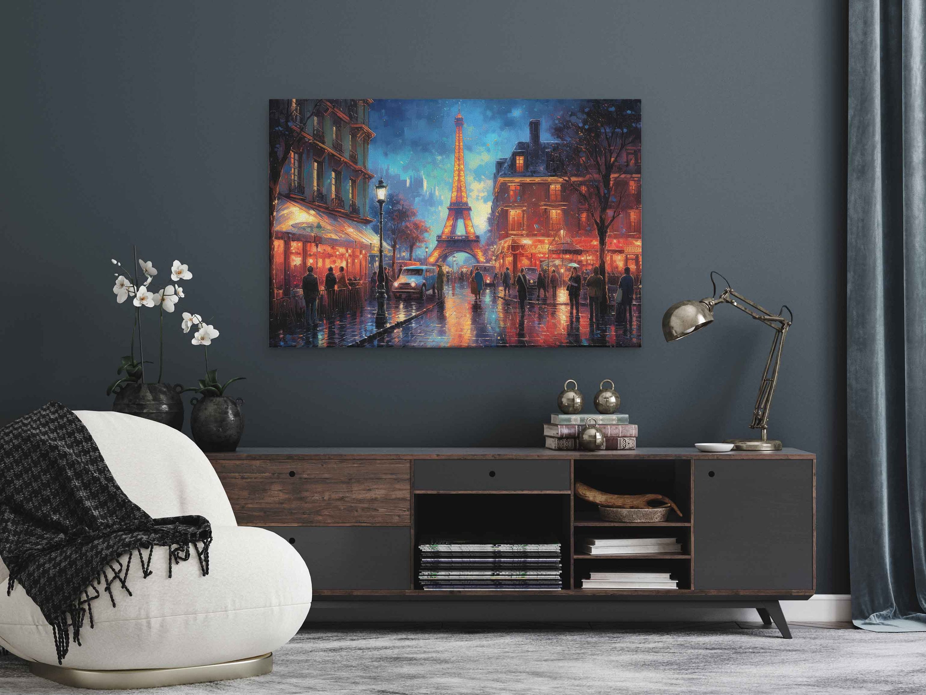 Colorful Paris France Oil Painting Eiffel Tower Framed Canvas - Etsy