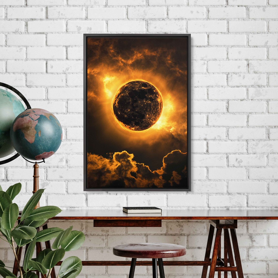 Solar Eclipse Wall Art Canvas Print, Celestial Phenomenon, Moon Sun Phases, Outer Space Art ...