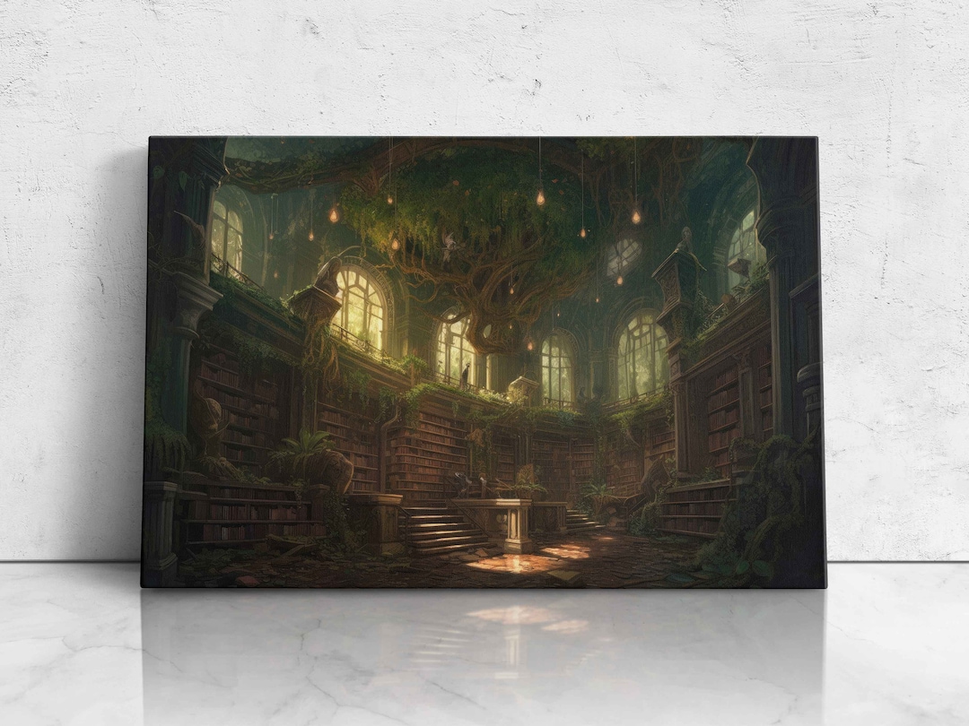 Stunning Enchanted Treehouse Library, Magical Reading Nook Art on ...