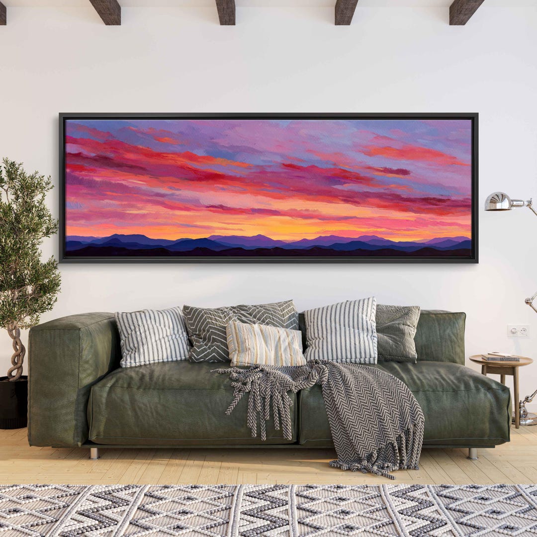 Southwestern Sunrise Over Mesas, Wall Art Canvas Print, Vibrant Acrylic ...