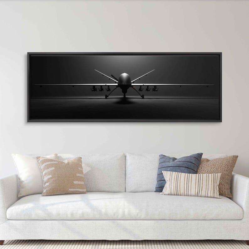 Modern Stealth Military Drone Photography Wall Art Canvas Print ...