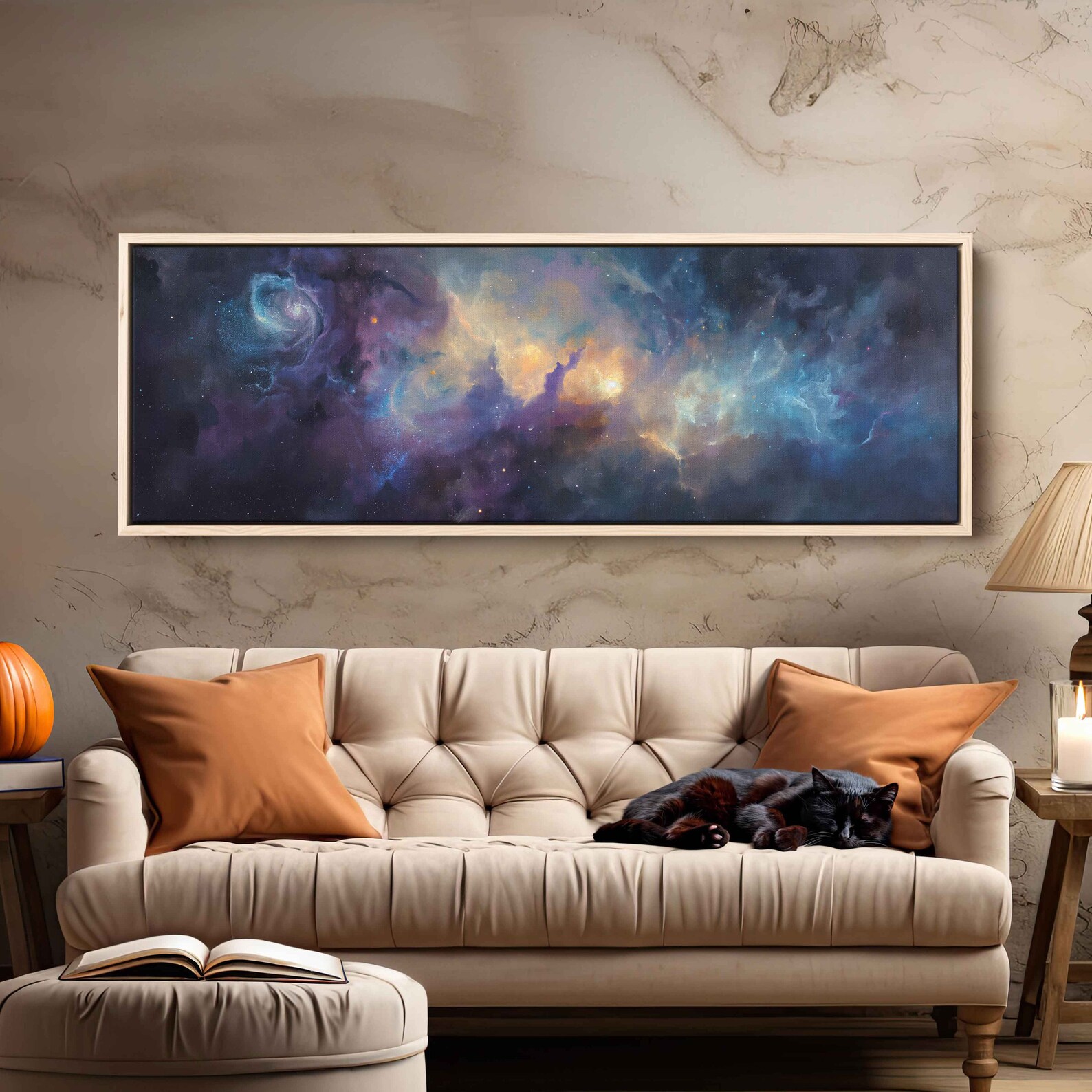 Panoramic Cosmic Space Galaxy Wall Art Canvas Print, Milky Way ...