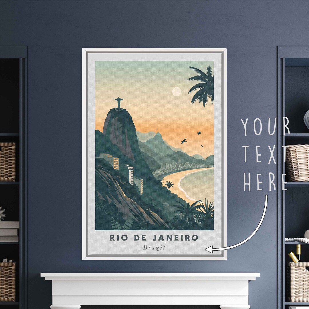 Rio De Janeiro Brazil Acrylic Painting Travel Art, Framed Canvas Wall ...