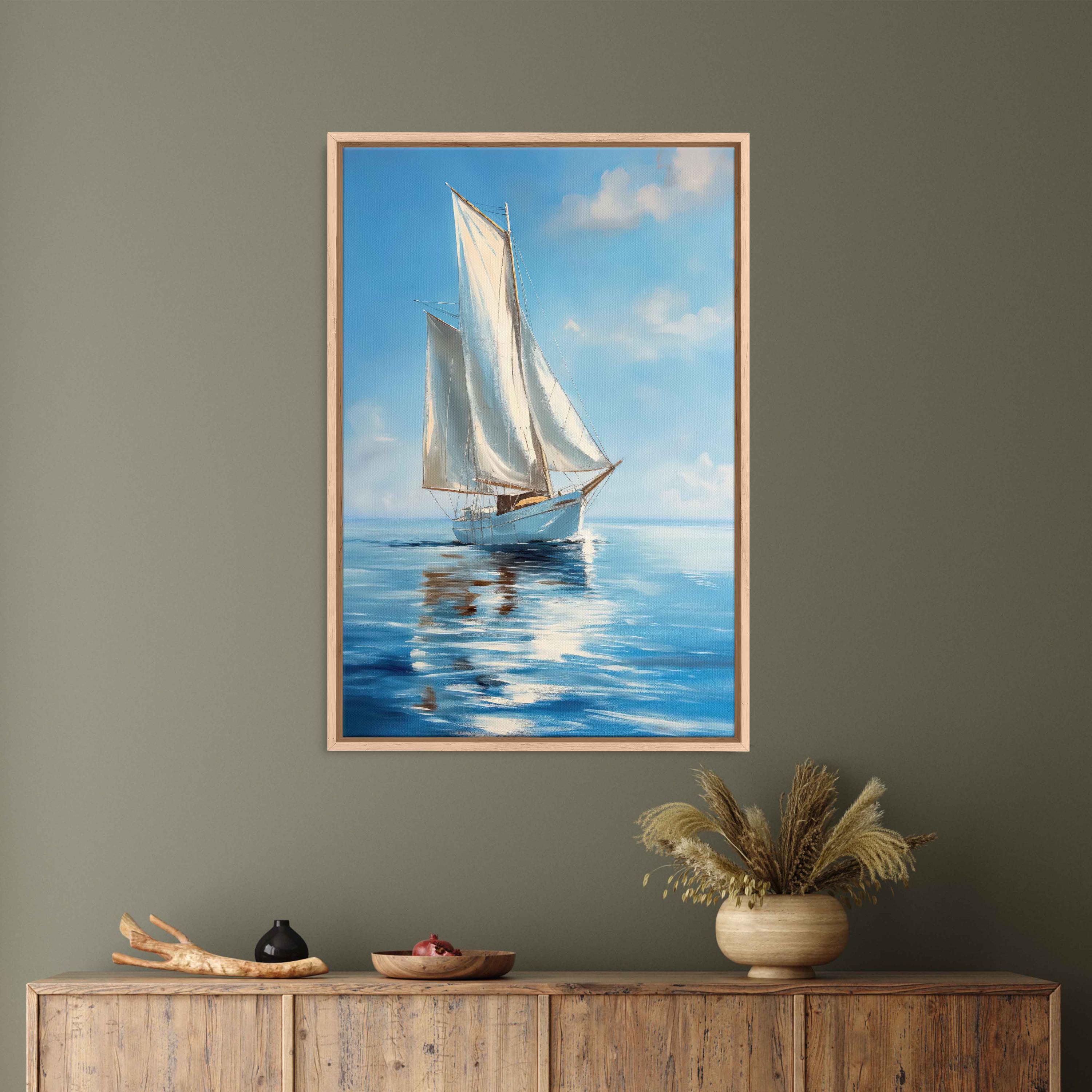 Sailboat Sailing in the Ocean Acrylic Wall Art Canvas Print, Gift for ...