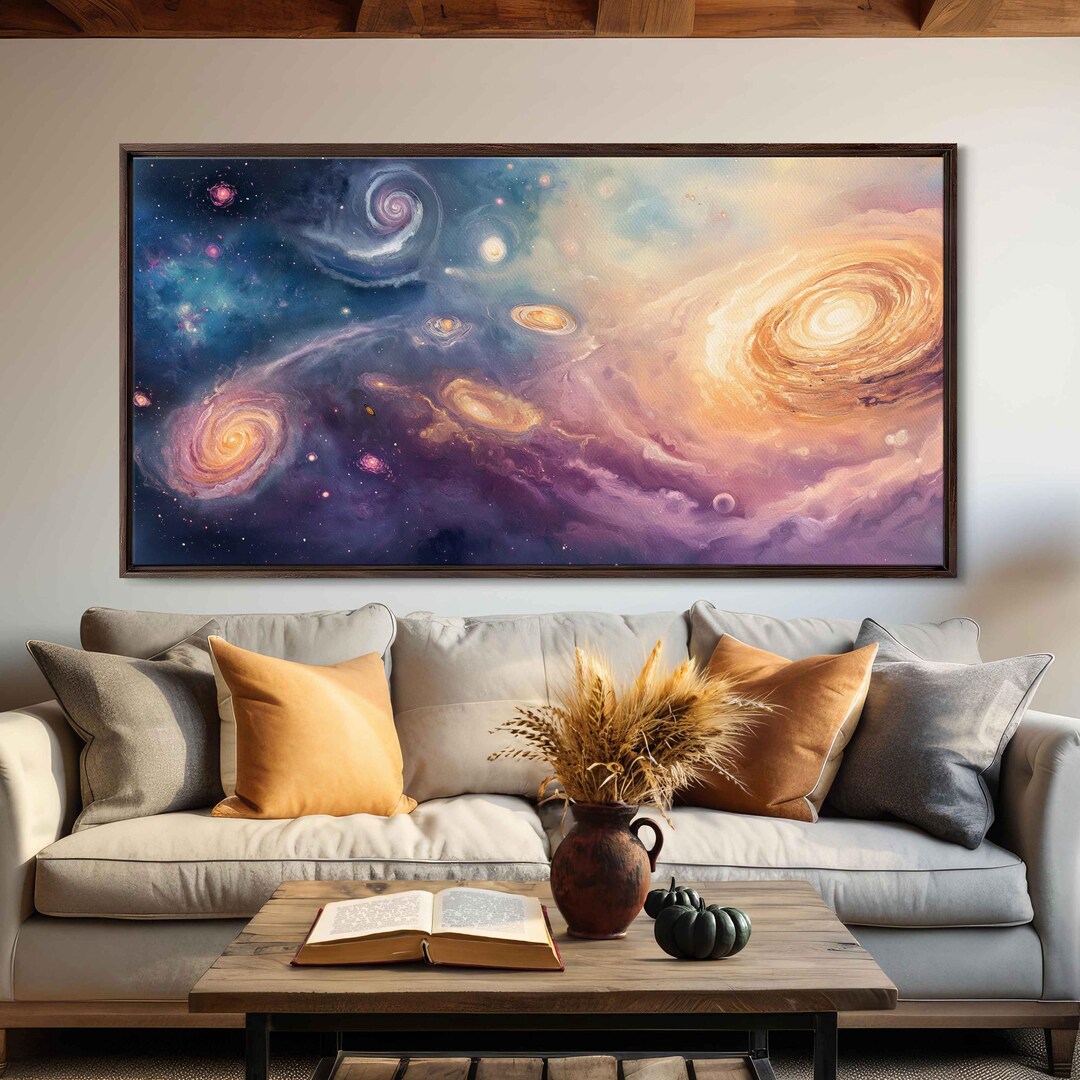 Pastel Universe and Galaxies Wall Art Canvas Print, Outer Space, Galaxy ...