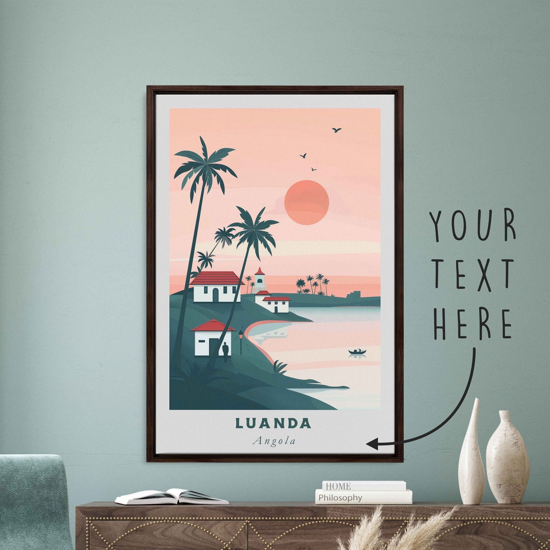 Luanda Angola Acrylic Painting Travel Art, Framed Canvas Wall Art ...