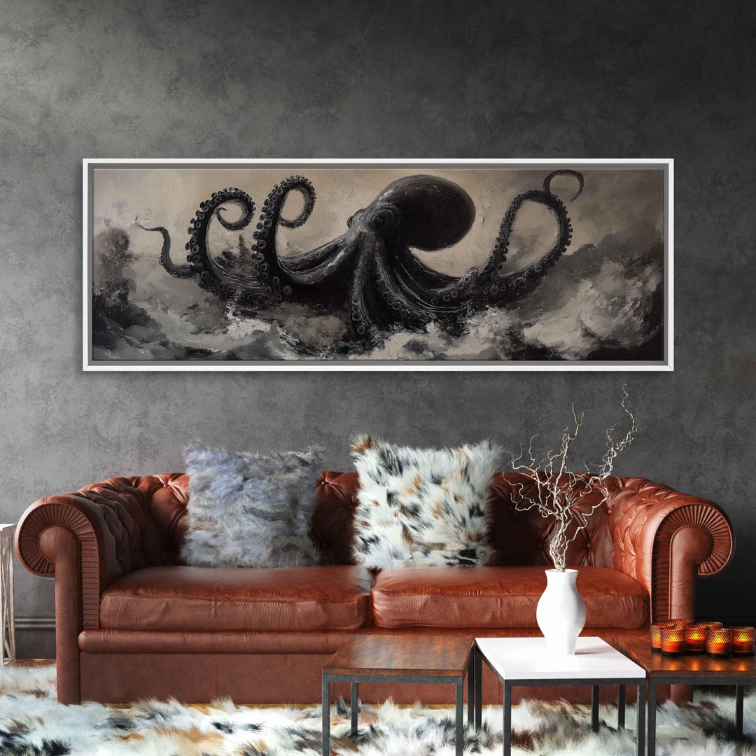 Giant Octopus Reaching From the Sea, Wall Art Canvas Print, Dramatic ...
