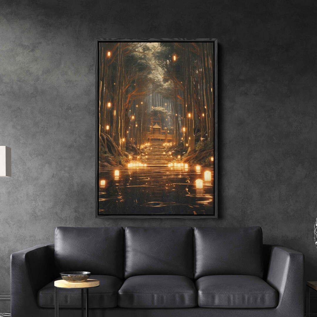 Bamboo Forest Lantern Path Wall Art Ready to Hang, Gift for Nature ...