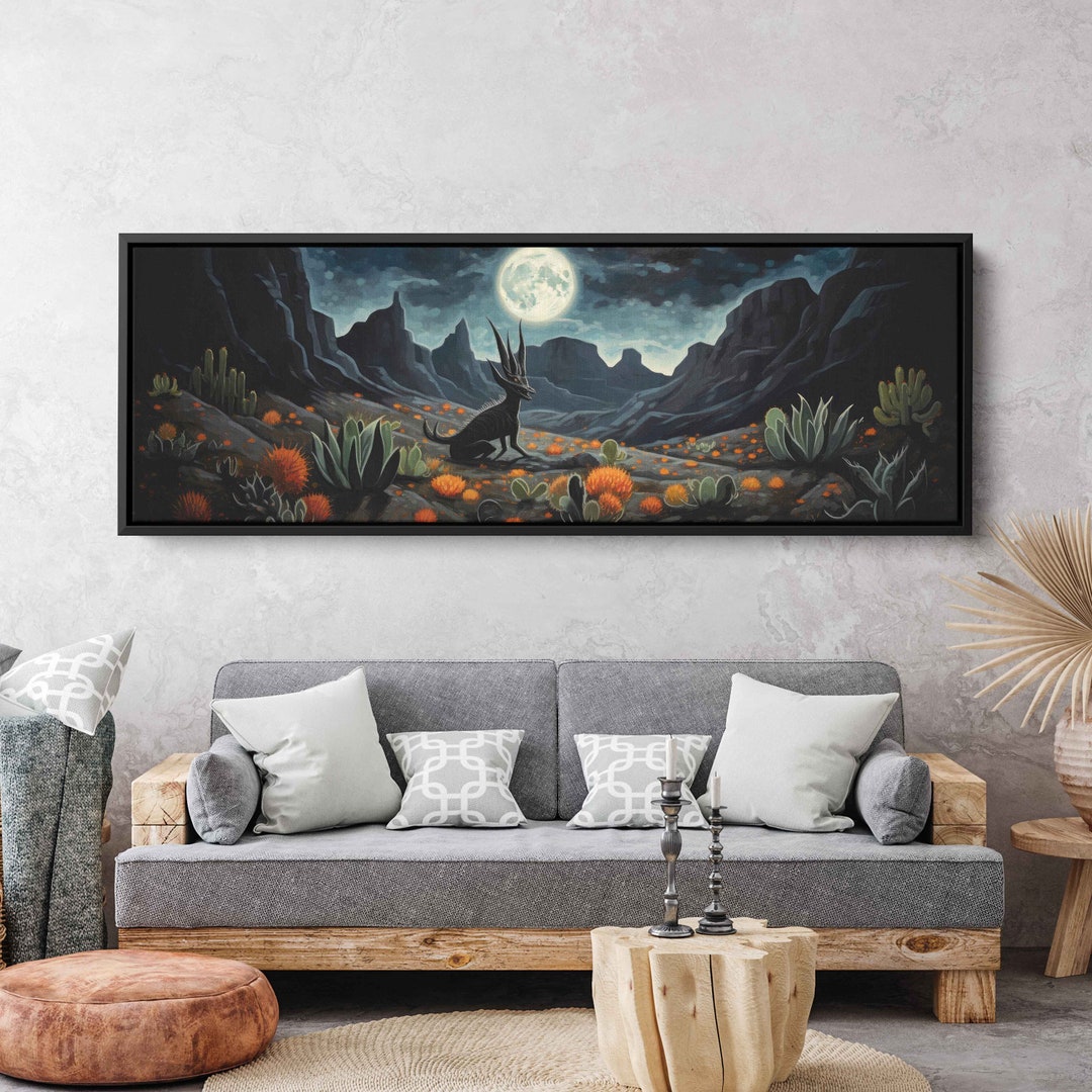 Chupacabra Under Full Moon, Framed Canvas Print, Ready to Hang - Etsy