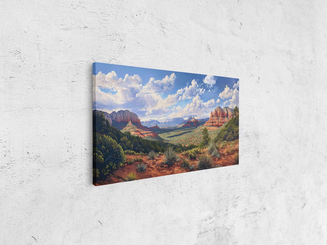 Sedona Arizona Red Rock Buttes Broad Landscape Wall Art Canvas Print ...