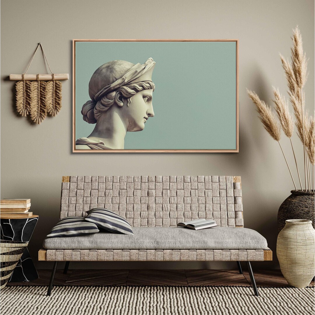 Athena Bust Statue Minimalist Wall Art Canvas Print, Greek Mythology ...