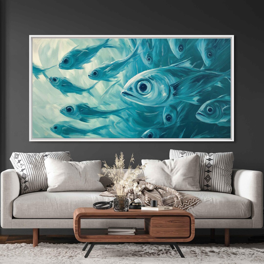 Curious Saltwater Fish, Wall Art Canvas Print, Abstract Acrylic ...
