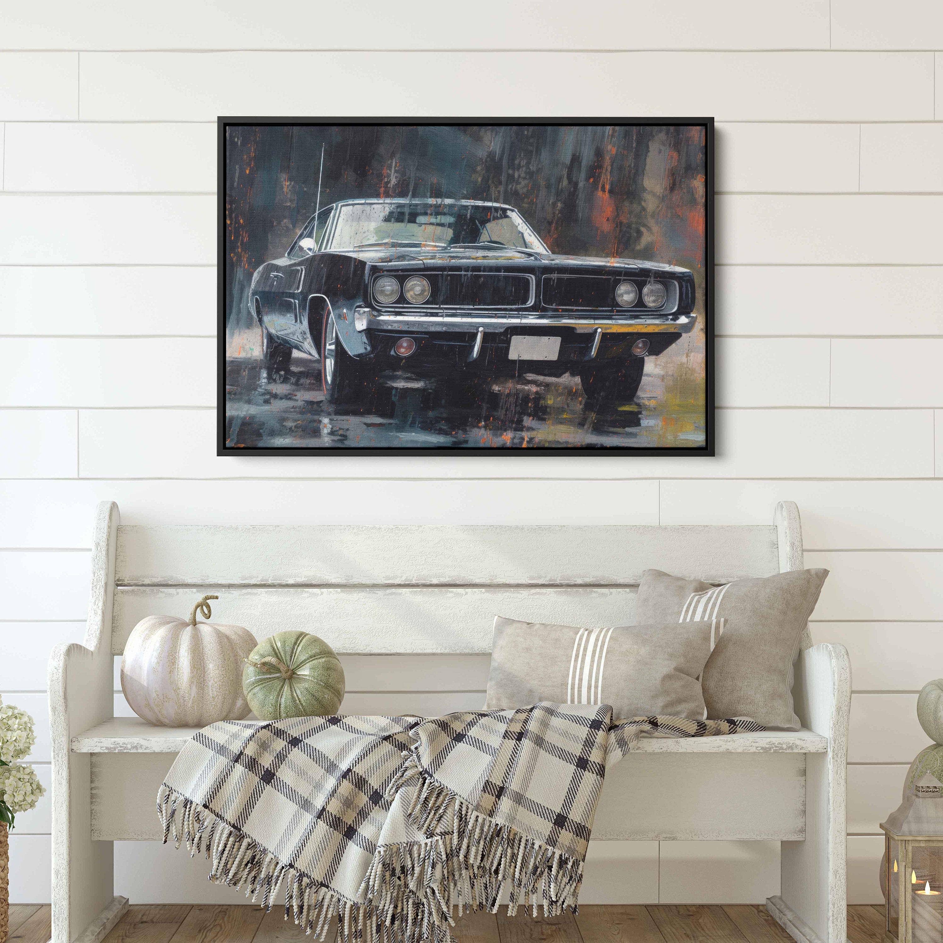 1968 Dodge Charger Semi-abstract Ink Splatter | Digital Print on Canvas ...