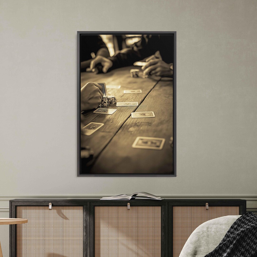 Vintage Poker Game Wall Art Canvas Print, Man Cave Decor, Gift for Him ...