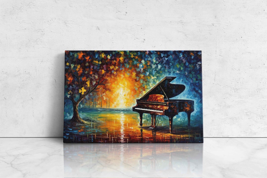 Colorful Piano Oil Painting on Canvas, Digital Print | Ready to Hang ...