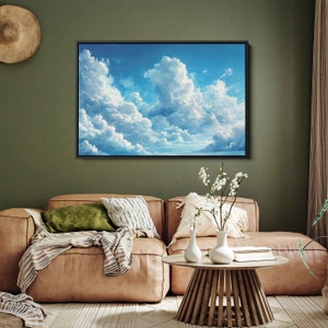 Fluffy White Clouds, Blue Sky, Canvas Wall Art Print, Ready to Hang - Etsy