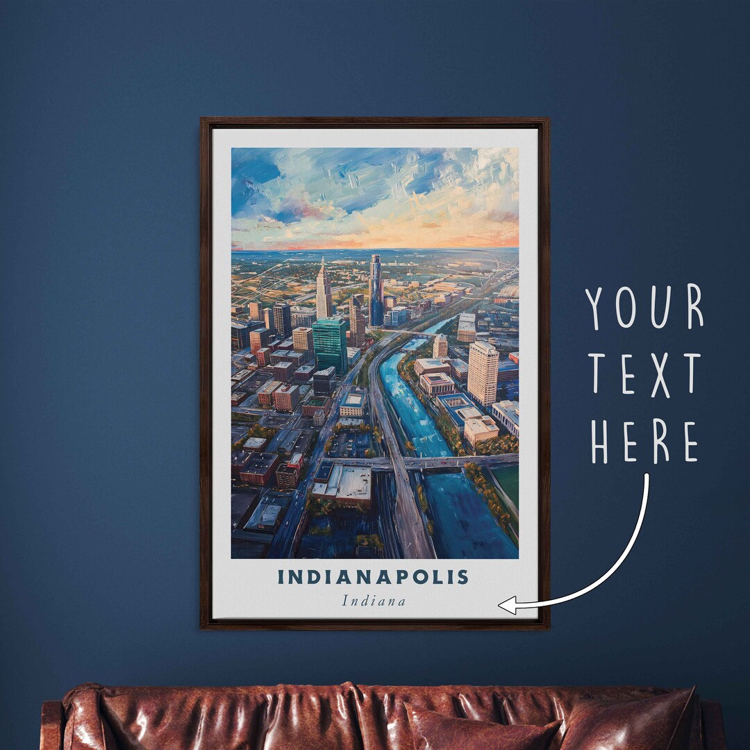 Indianapolis Indiana Acrylic Painting Travel Art, Framed Canvas Wall ...