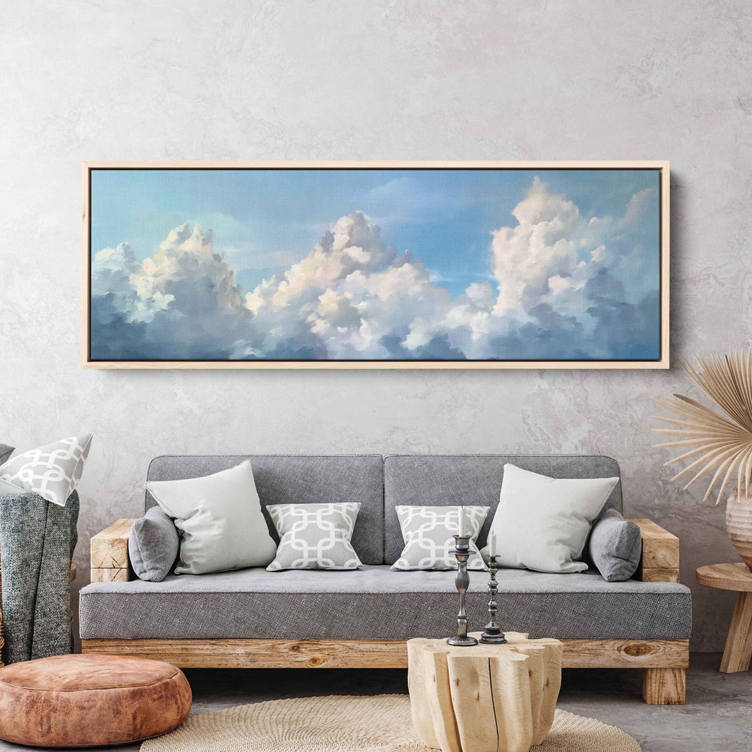Panoramic Painting of Clouds, Canvas Wall Art Print, Ready to Hang ...