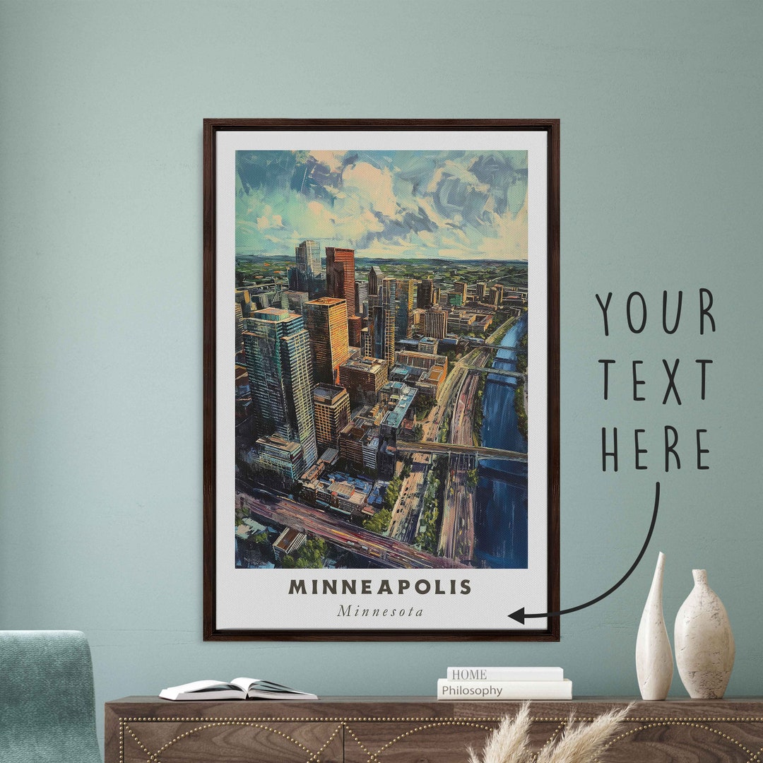 Minneapolis Minnesota Acrylic Painting Travel Art, Framed Canvas Wall ...