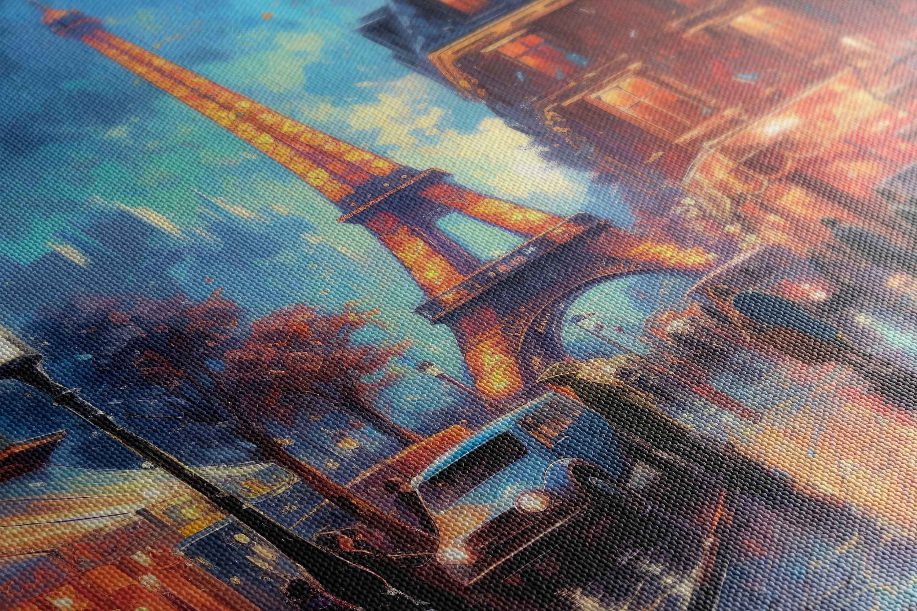 Colorful Paris France Oil Painting Eiffel Tower Framed Canvas - Etsy