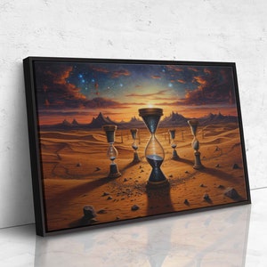 Surreal Hourglass in Desert Painting, Digital Reproduction Print on ...