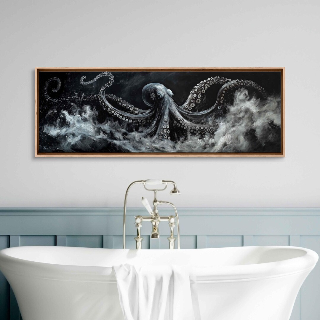 Giant Octopus Reaching From the Sea, Wall Art Canvas Print, Dramatic ...