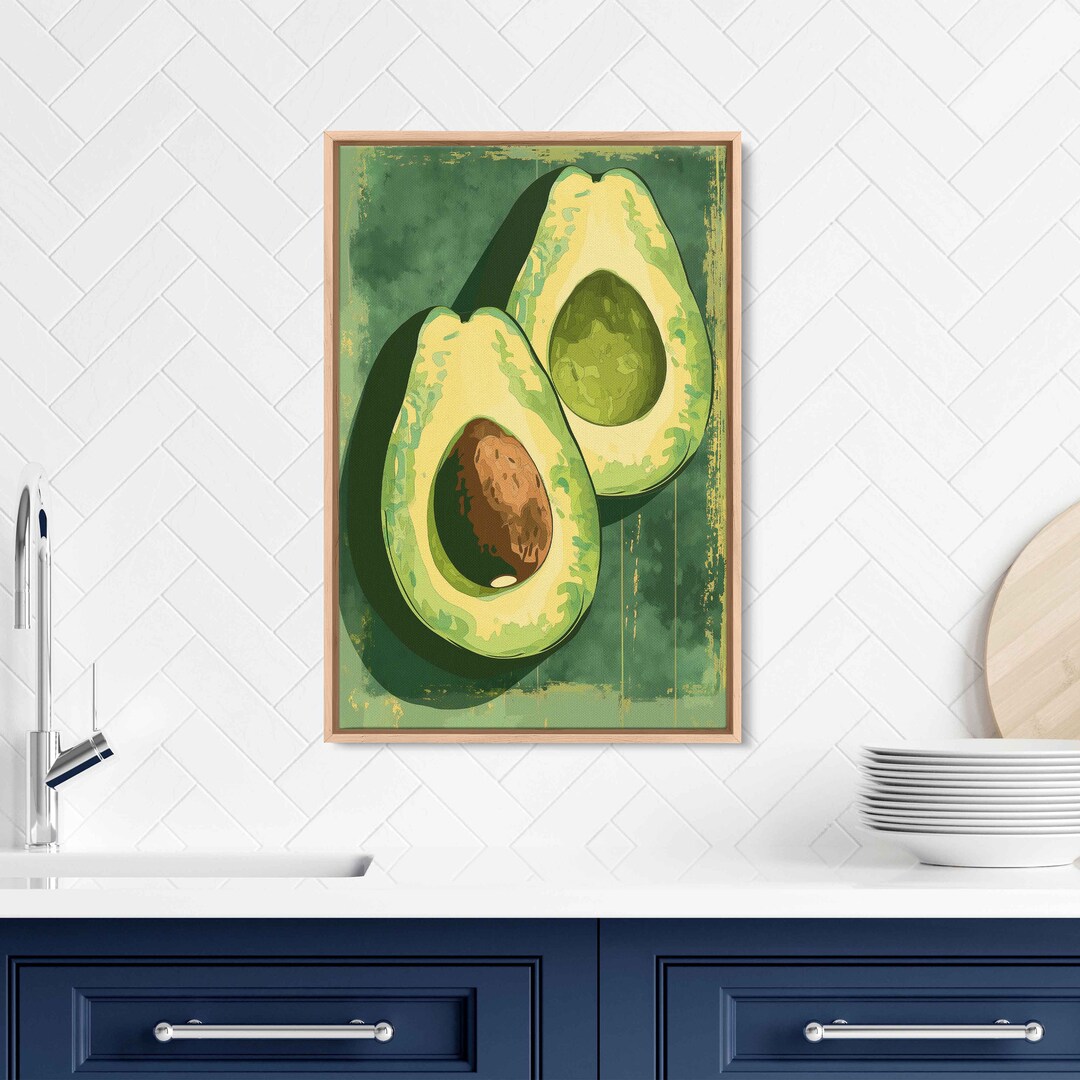 Sliced Avocado Painting Matisse Style Acrylic Wall Art Canvas Print ...
